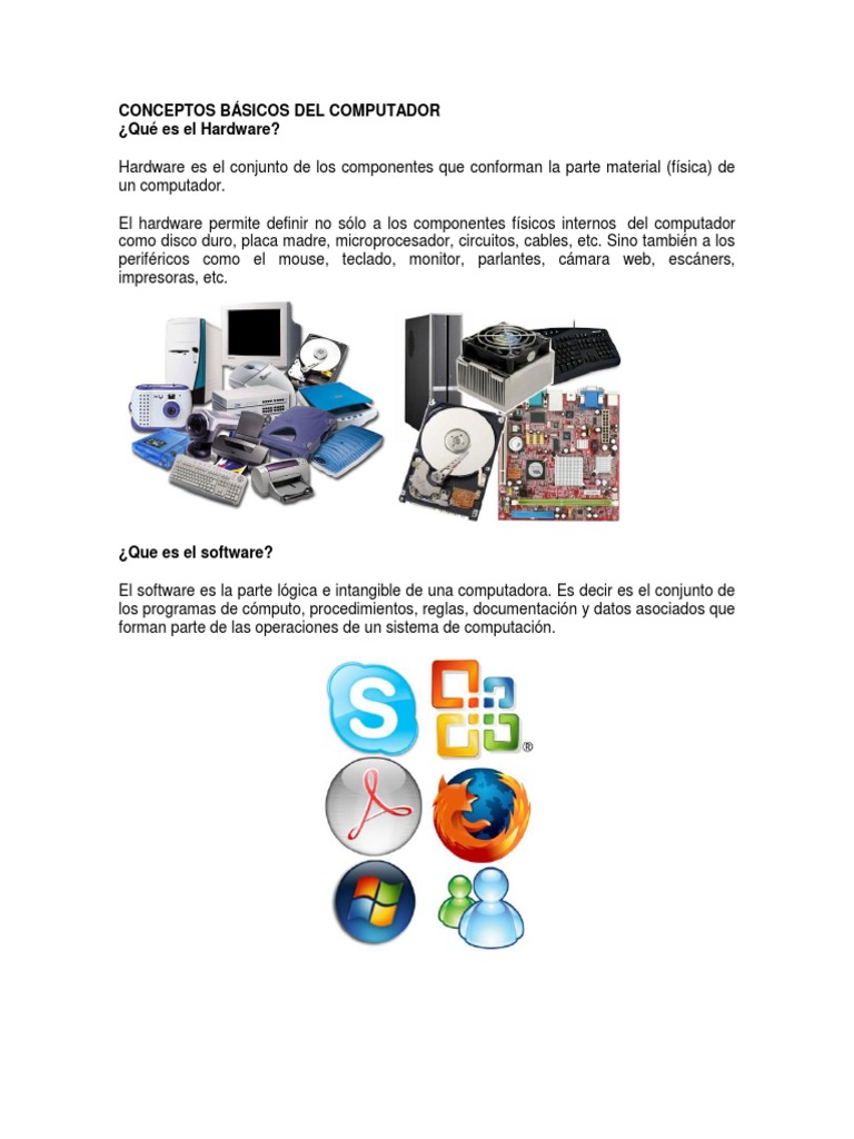 Conceptos Básicos Del Computador | PDF | Hardware de la computadora | Programa de computadora