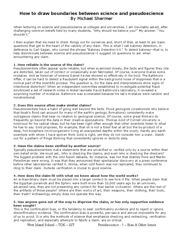 How To Draw Boundaries Between Science and Pseudoscience | PDF ...