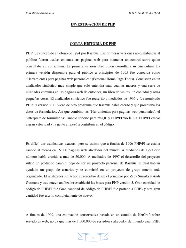Investigación de PHP | PDF | Php | Servidor web