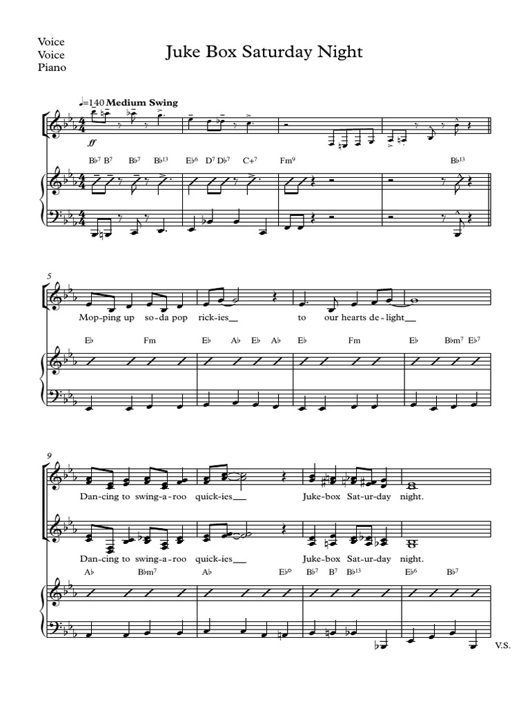 Juke Box Saturday Night Piano Vocal | PDF | Jazz | Popular Music