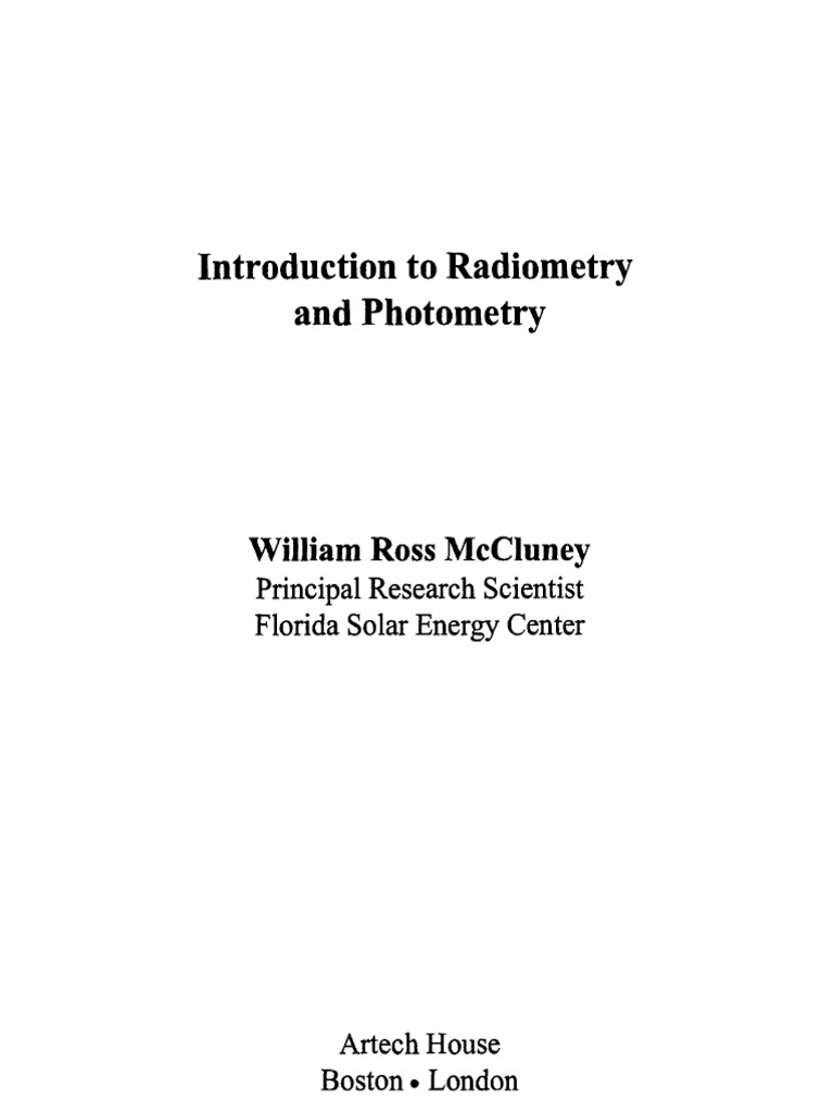 Introduction To Radiometry and Photometry | PDF