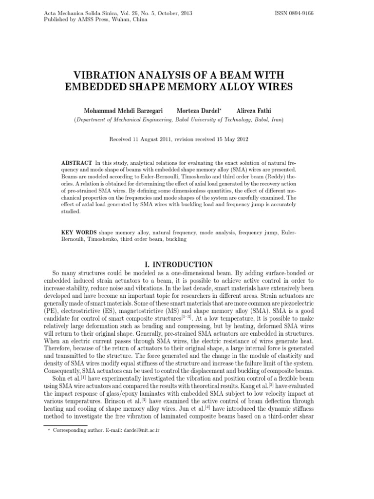 ÑÑpaper Vibraciones | PDF | Shape Memory Alloy | Beam (Structure)