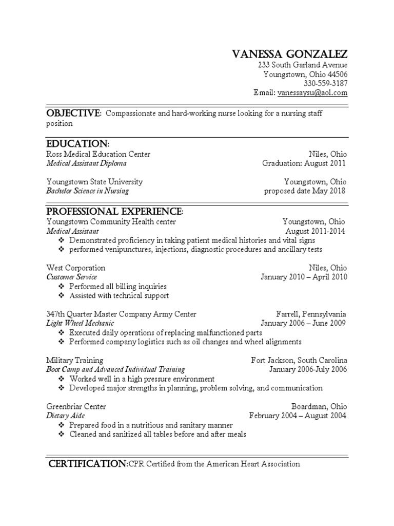 Vanessa Resume | PDF | Nursing | Medicine