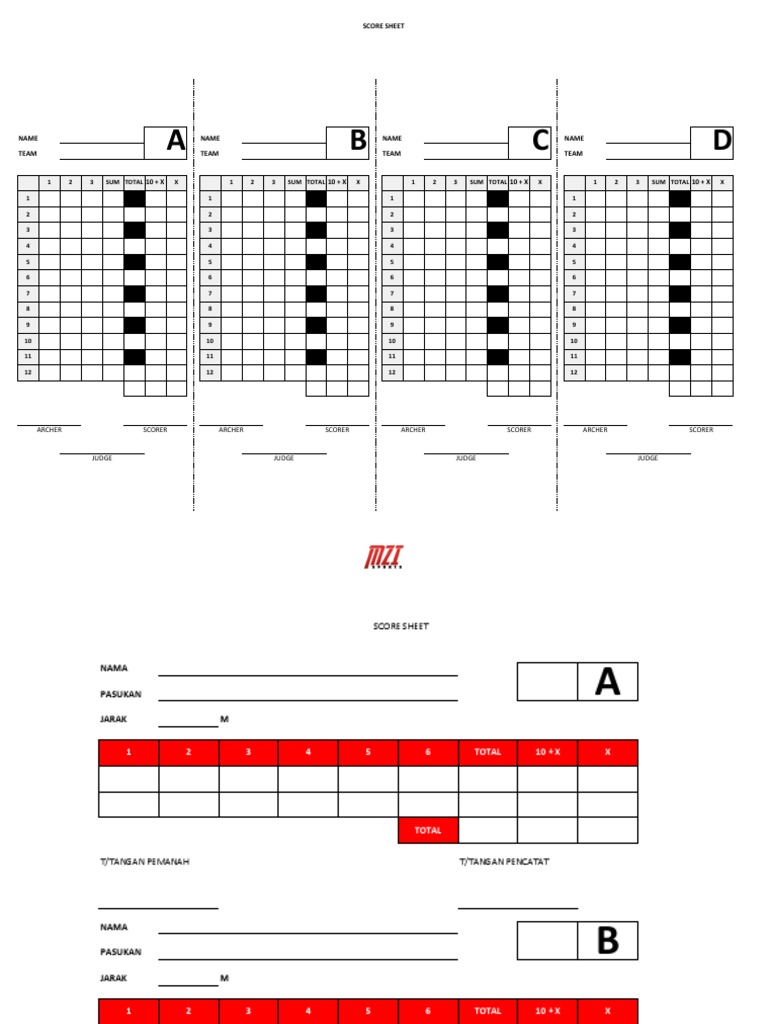 A B C D: Score Sheet | PDF