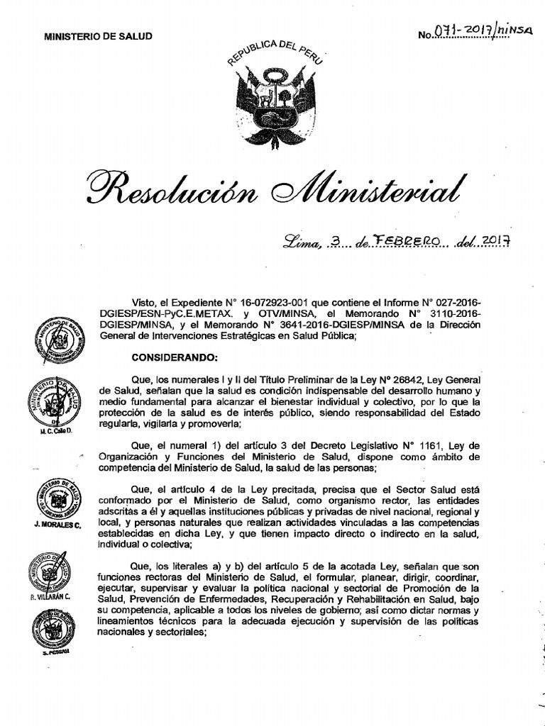 RM #071 2017 Minsa Dengue PDF | PDF