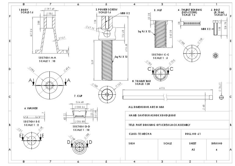 Screw Jack Assembly Drawing | PDF | Metalworking | Screw