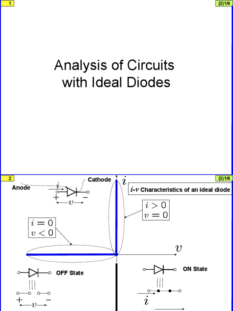 Analysis of Circuits With Ideal Diodes | PDF | Cathode | Anode
