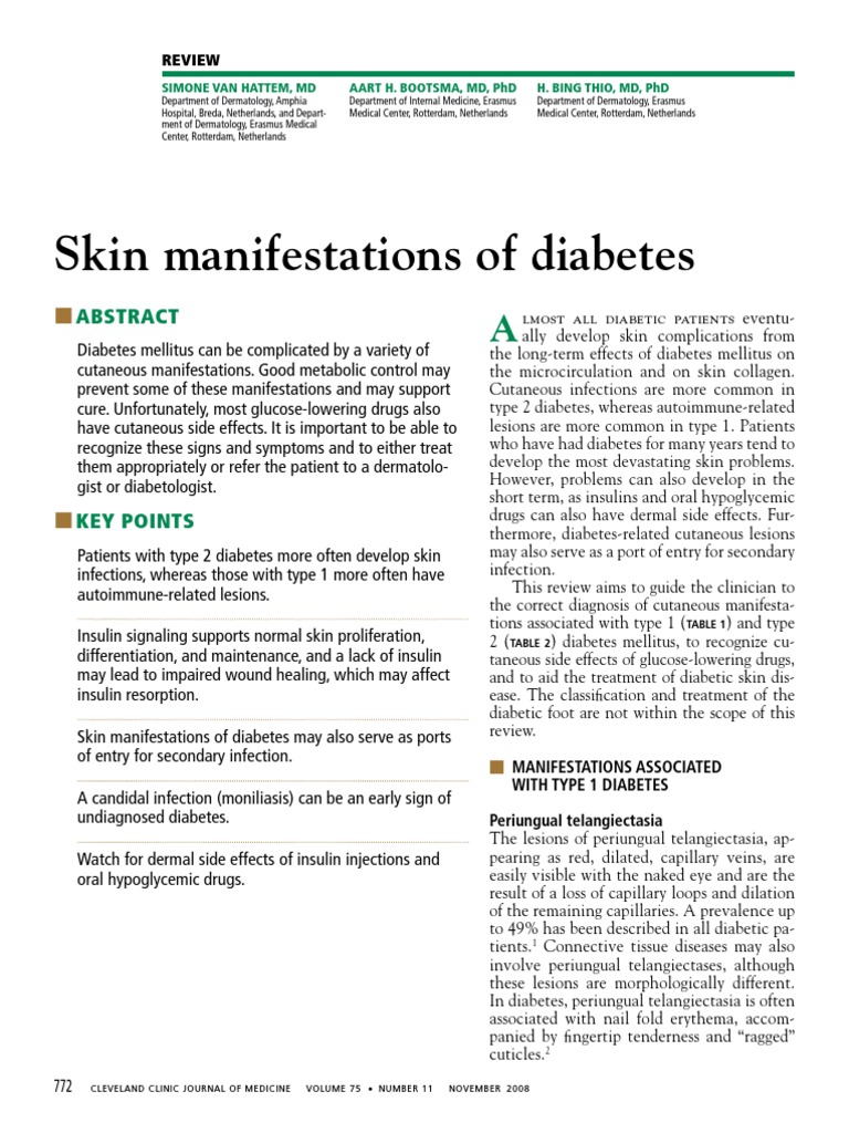 Skin Manifestations of Diabetes Mellitus | PDF | Diabetes Mellitus ...