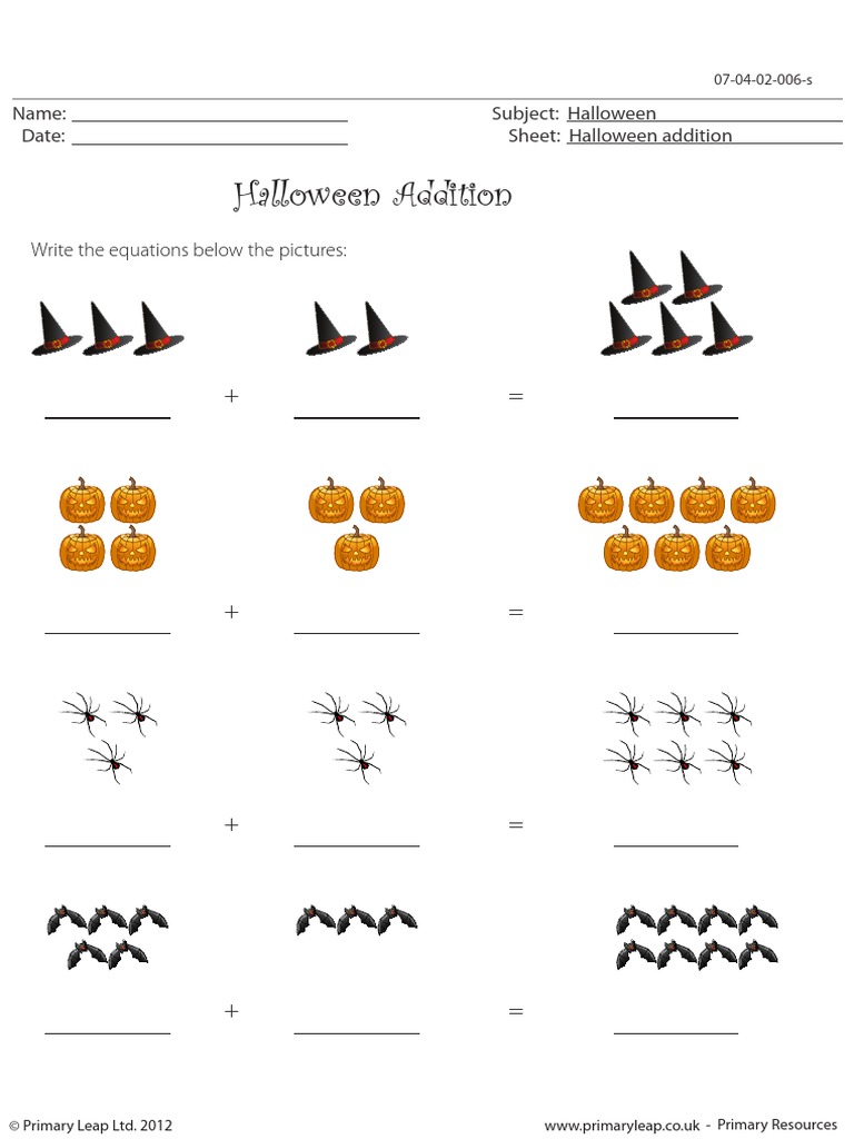 Halloween Addition Counting | PDF