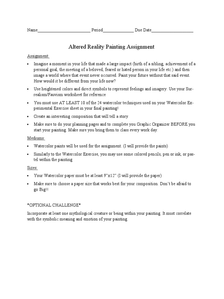 Altered Reality Painting Handout | PDF | Paintings | Art Media