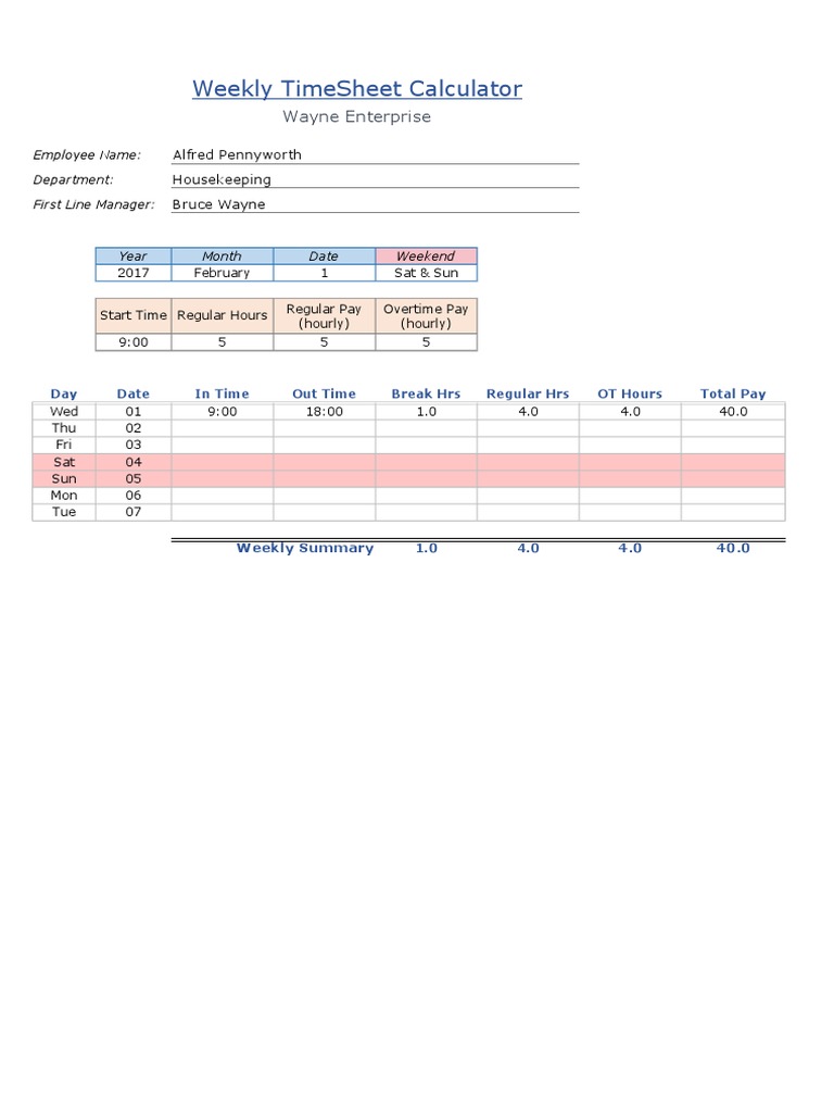 TimeSheet Calculator | PDF