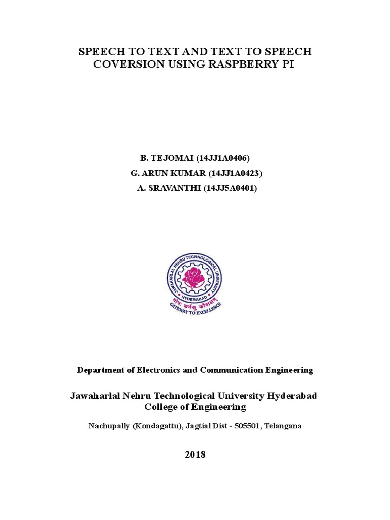 Speech To Text and Text To Speech Coversion Using Raspberry Pi | PDF