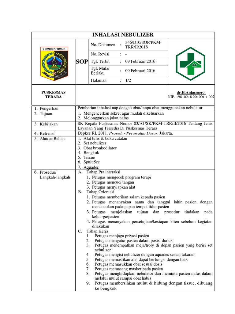 SOP Pemberian Nebulizer | PDF