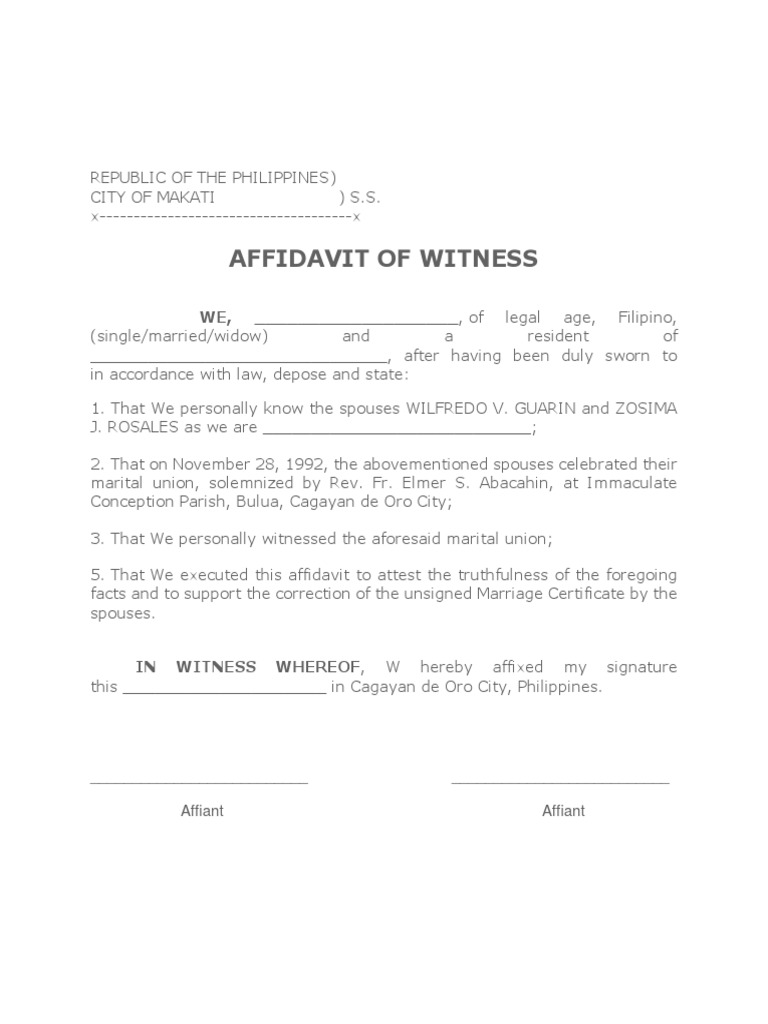Affidavit of Witness | PDF