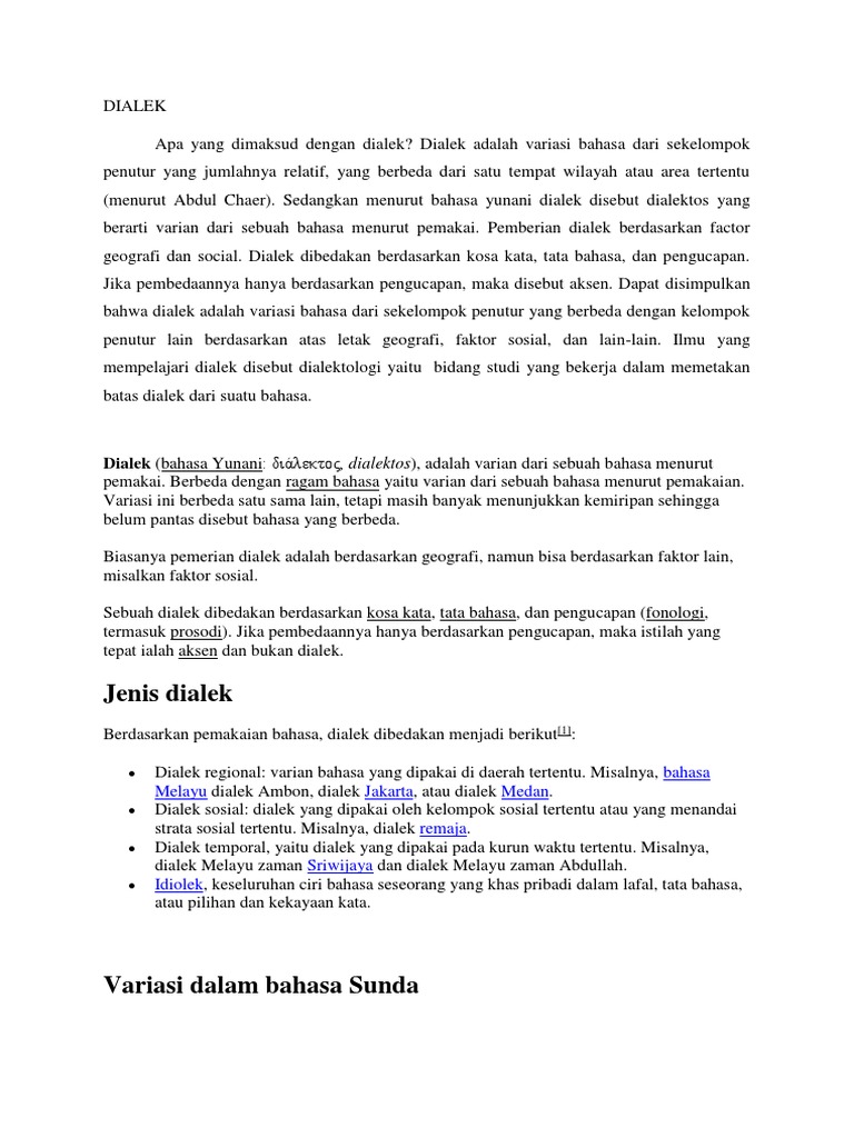 Variasi Dialek Bahasa Sunda | PDF