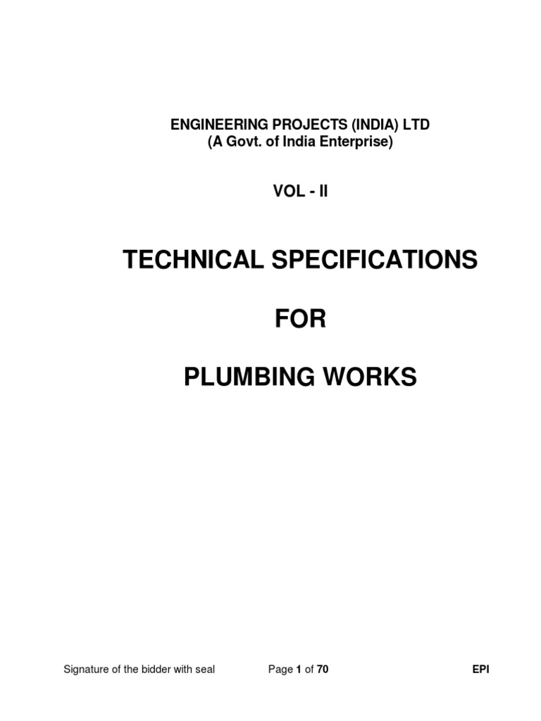 Plumbing Specs for Contractors | PDF | Plumbing | Specification (Technical Standard)