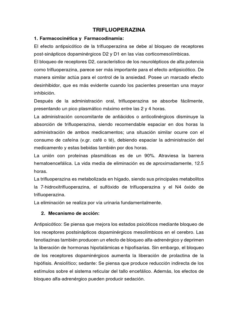 Trifluoperazina: Usos y Efectos | PDF | Antipsicótico | Ciencias ...