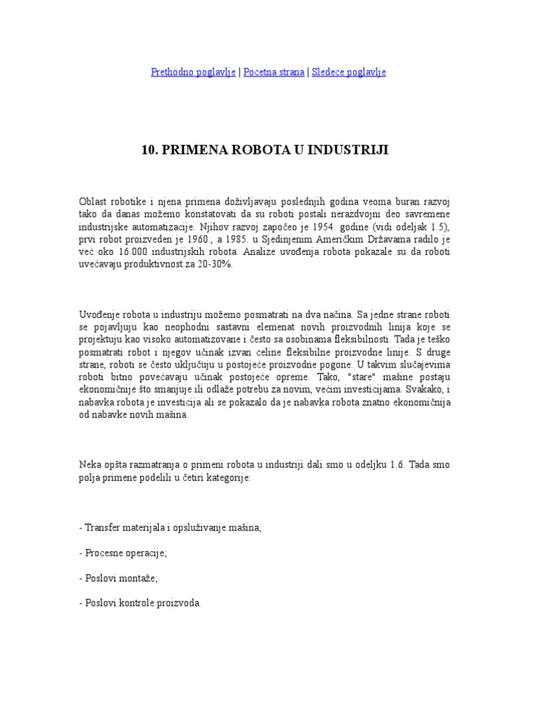 Primena Robota U Industriji | PDF