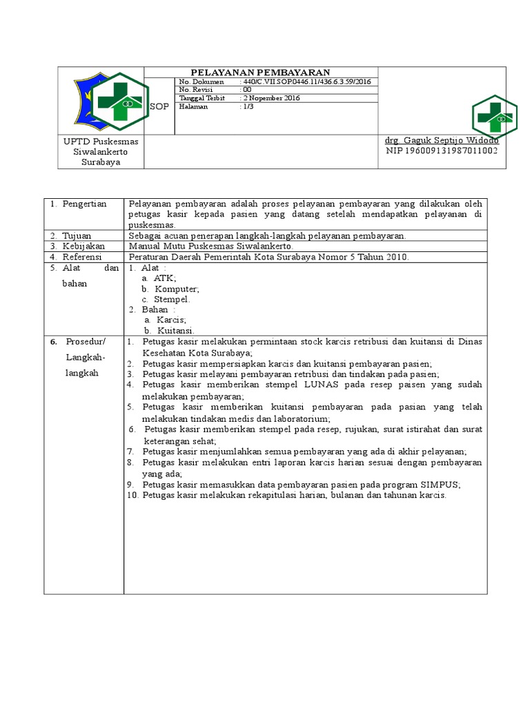 Sop Kasir | PDF | Pengelolaan Keuangan & Uang | Kesehatan Holistik
