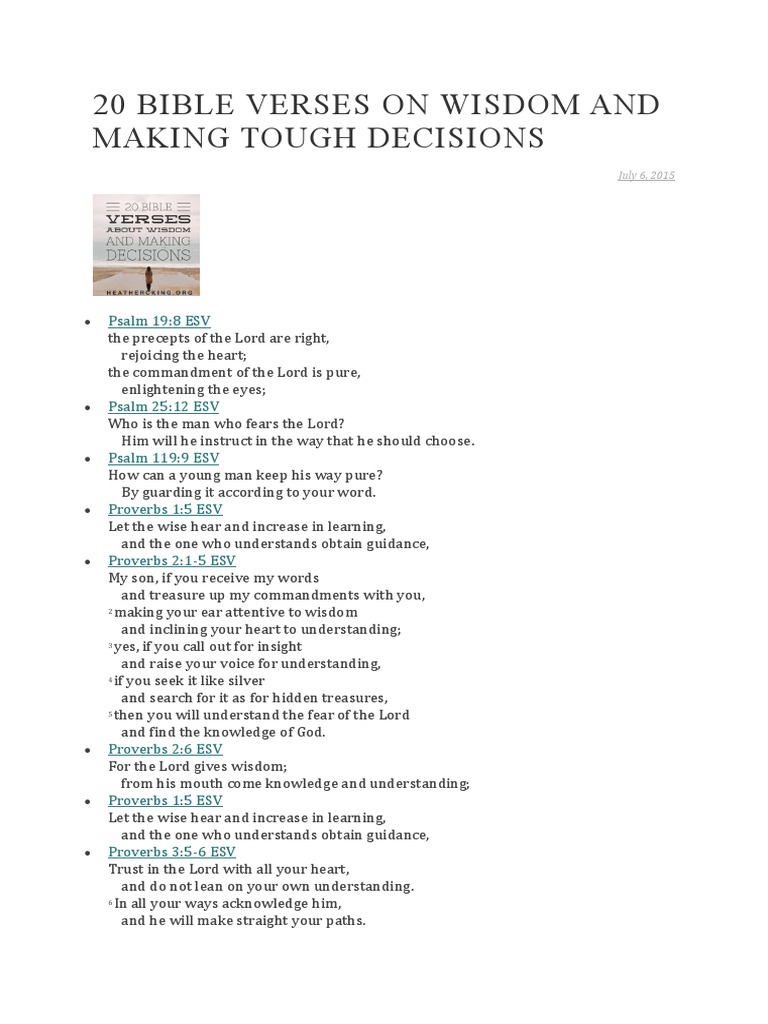 20 Bible Verses On Seeking God's Guidance | PDF | Wisdom | Book Of Proverbs