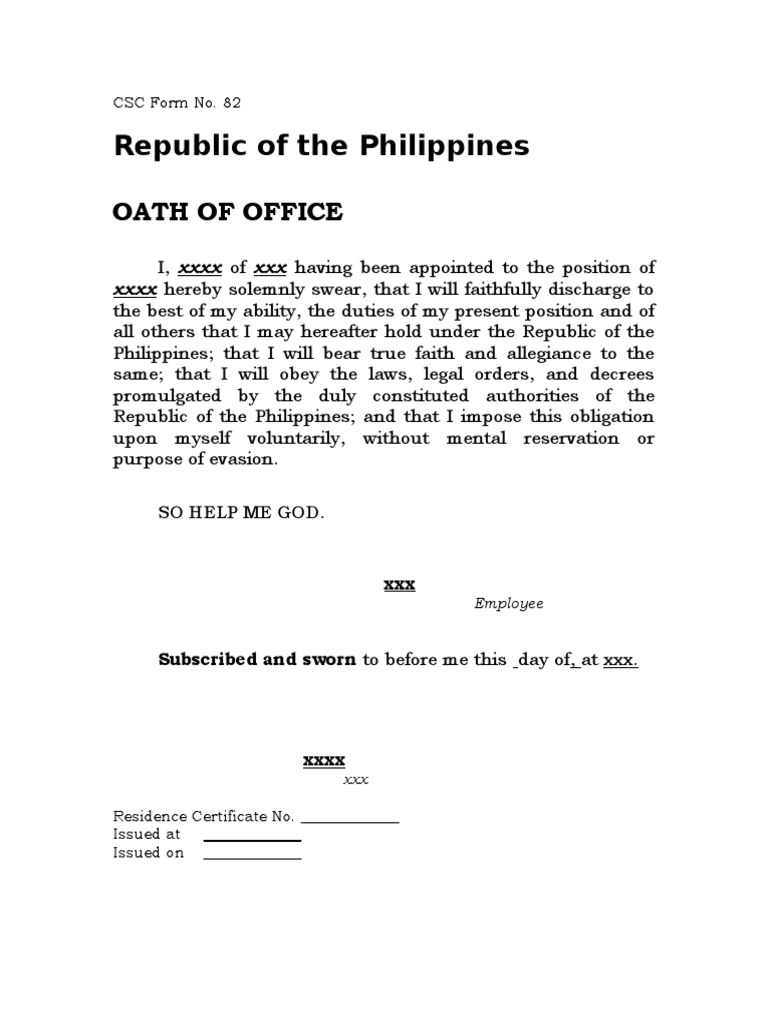 Oath of Office - Sample | PDF