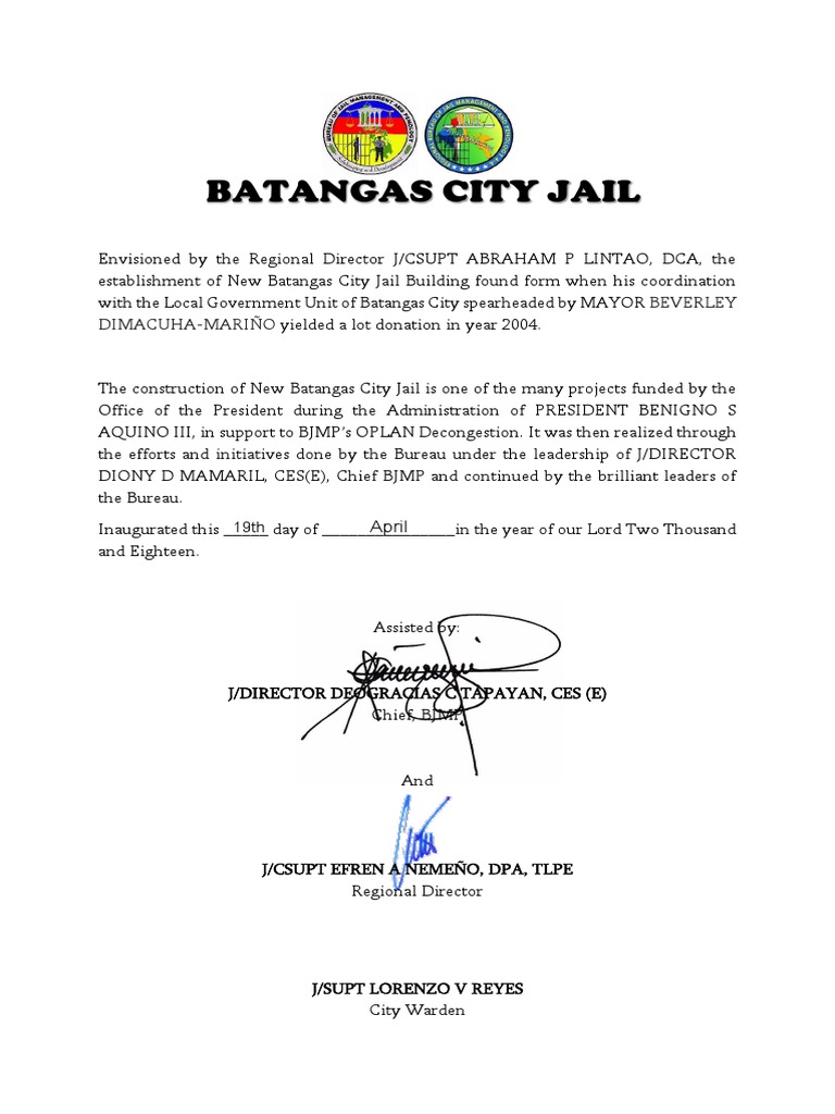 Batangas City Jail: Beverley Dimacuha-Mariño | PDF