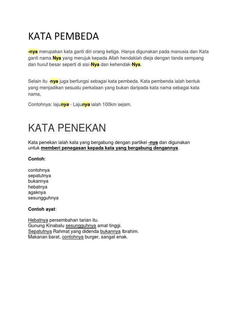 Penggunaan Kata Pembeda dan Penekan | PDF