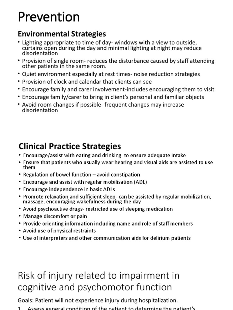 Strategies to Prevent Delirium and Injury in Hospitalized Patients ...