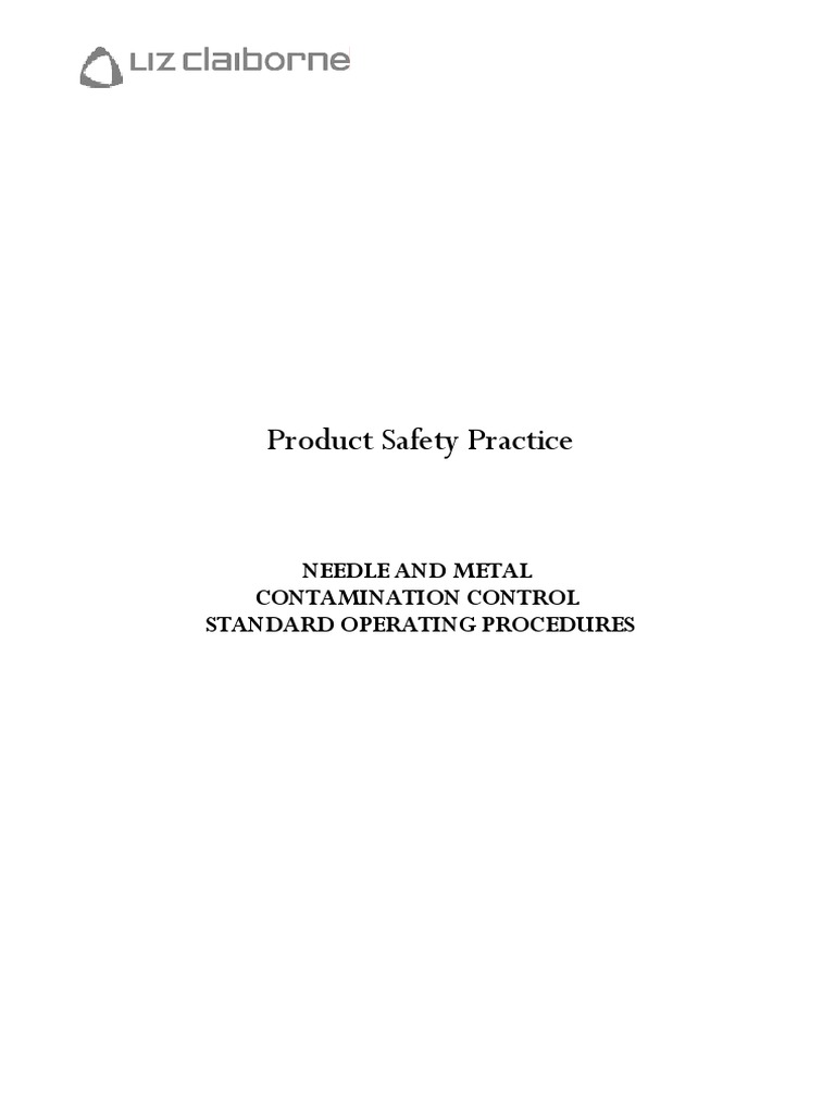 Needle and Metal Contamination SOP | PDF | Metal Detector | Sewing