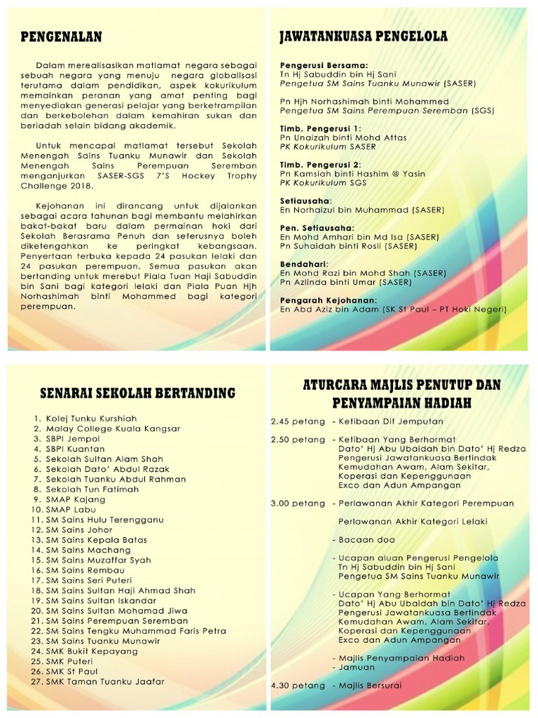 Buku Program SASER SGS Hoki Sebenar 2018 | PDF