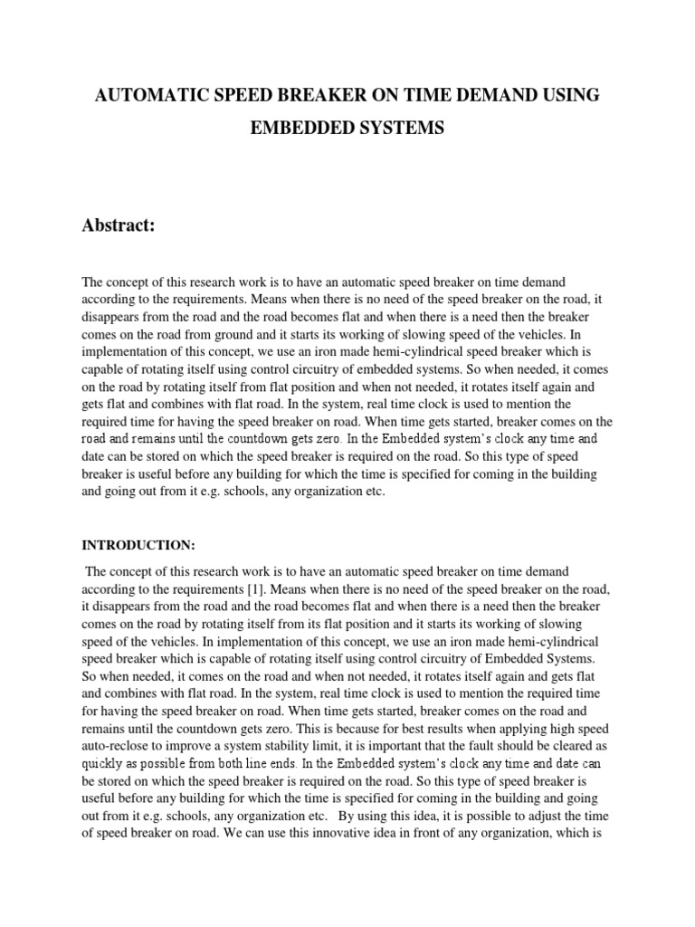 Automatic Speed Breaker On Time Demand Using | PDF | Embedded System | Microcontroller
