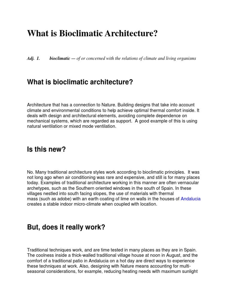 What Is Bioclimatic Architecture | PDF | Green Building | Renewable Energy