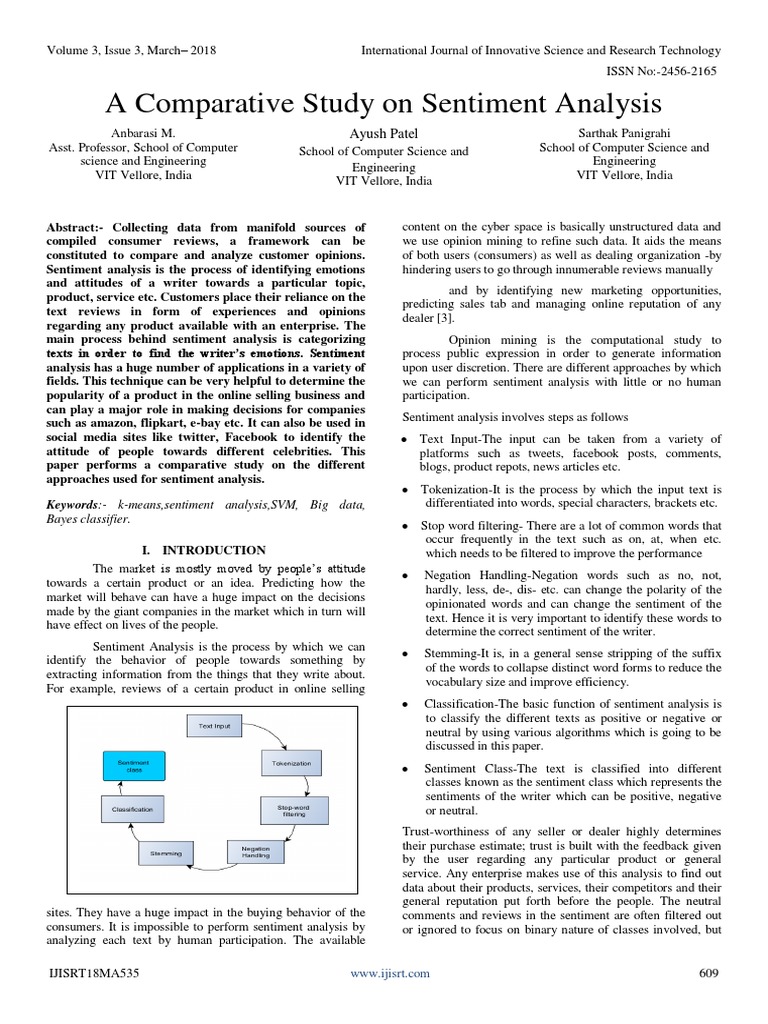 A Comparative Study On Sentiment Analysis | PDF | Statistical Classification | Part Of Speech