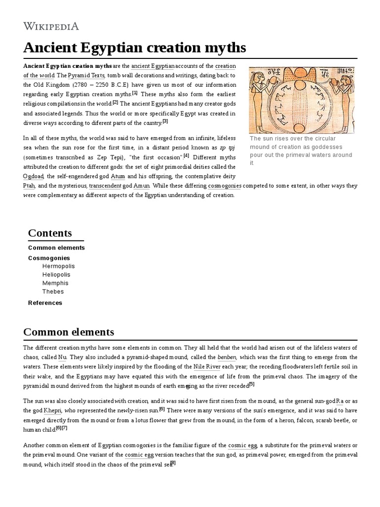 Ancient Egyptian Creation Myths | PDF | Ancient Egyptian Religion ...