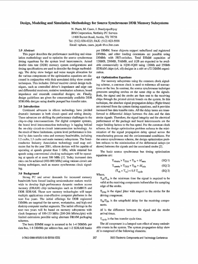 Design, Modeling and Simulation Methodology For Source Synchronous DDR ...