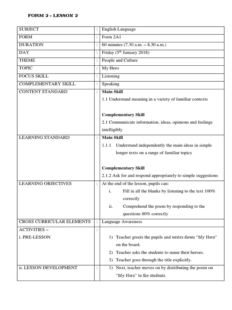 Lesson 2 | PDF | Poetry | Teachers