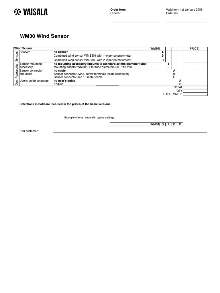 WM30 Order Form Global | PDF | Electrical Connector | Electronics
