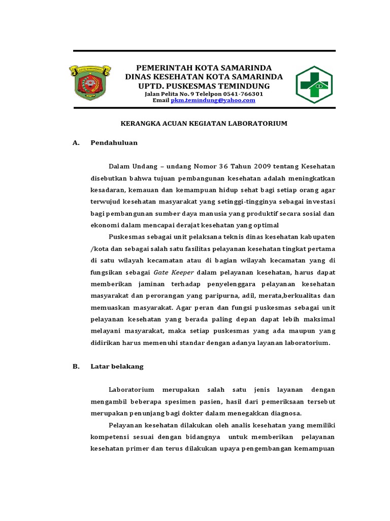 Cek Lab di Puskesmas Temindung | PDF