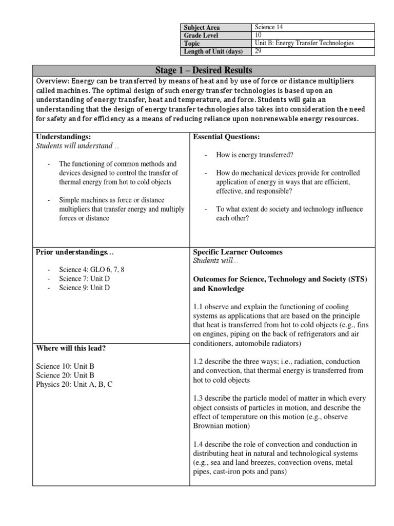 Science 14 Unit Plan With Assessment 3 | PDF | Thermal Conduction | Heat