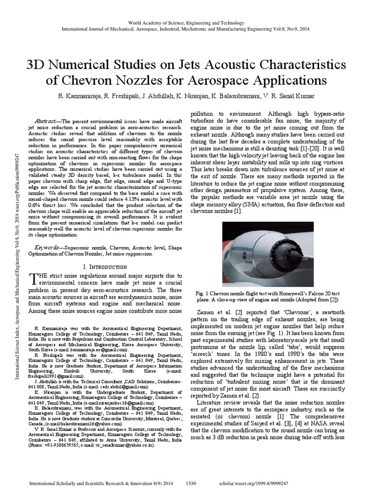 Jets Acoustic Characteristics of Chevron Nozzles | PDF | Jet Engine ...