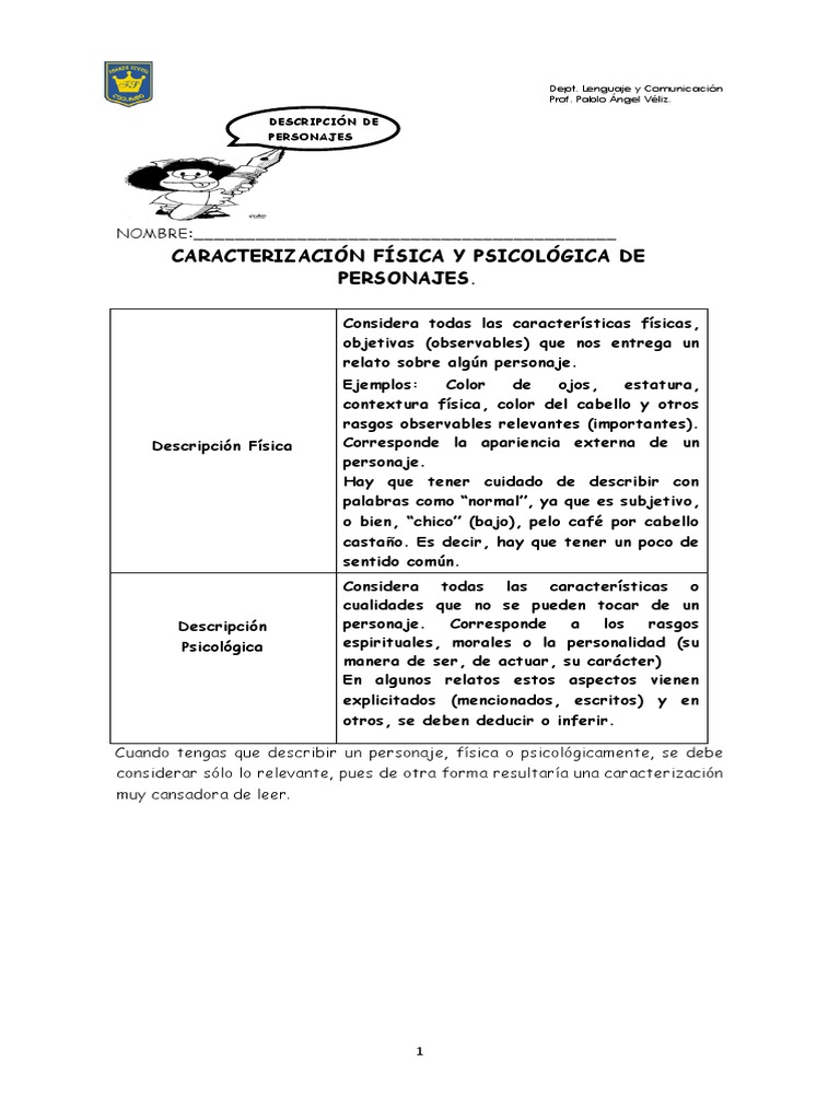 5 Basico Descripcion de Personajes | PDF | Pelo | Física