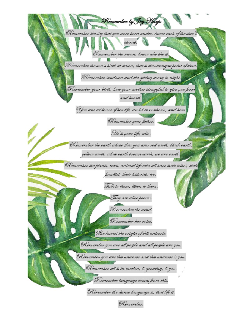 Remember by Joy Harjo | PDF