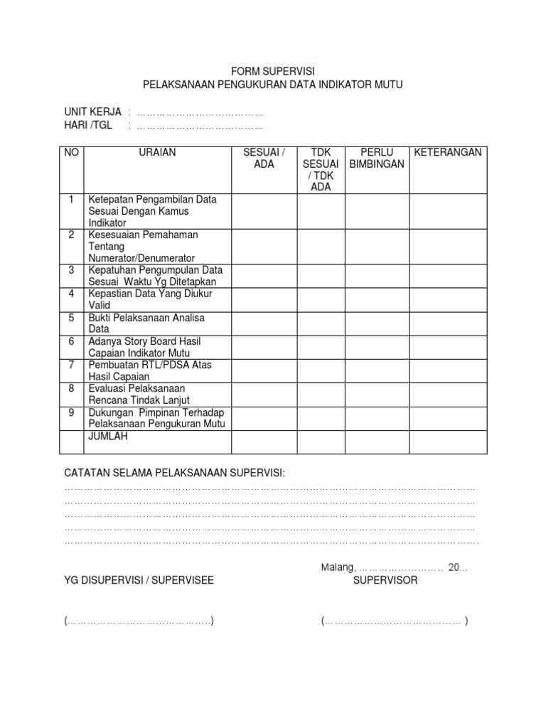 Form Supervisi. | PDF