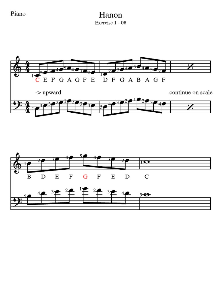 Basics - Hanon - Exercise 1 - 0# | PDF