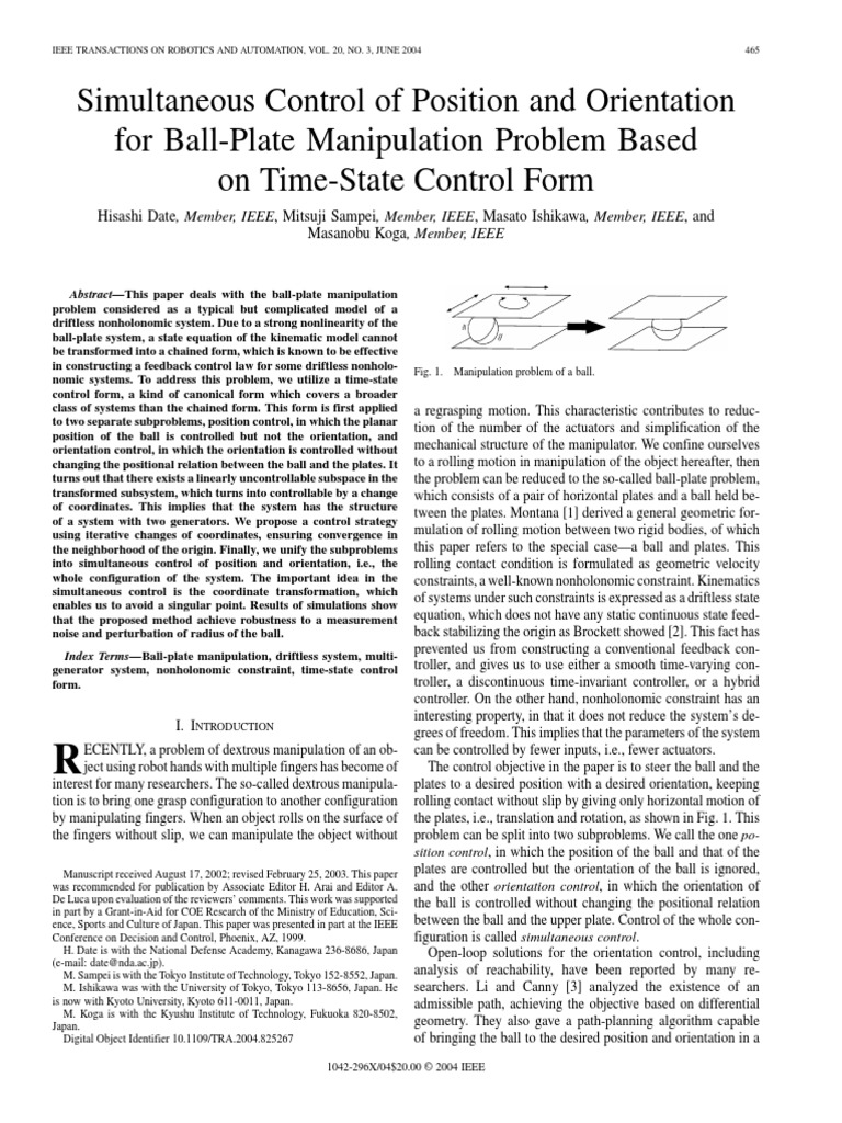 Control of Position A Main Po | PDF | Control Theory | Vector Space