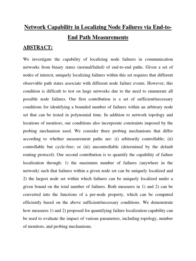 Node Failure Localization via Path Measurements | PDF | Routing | Network Topology