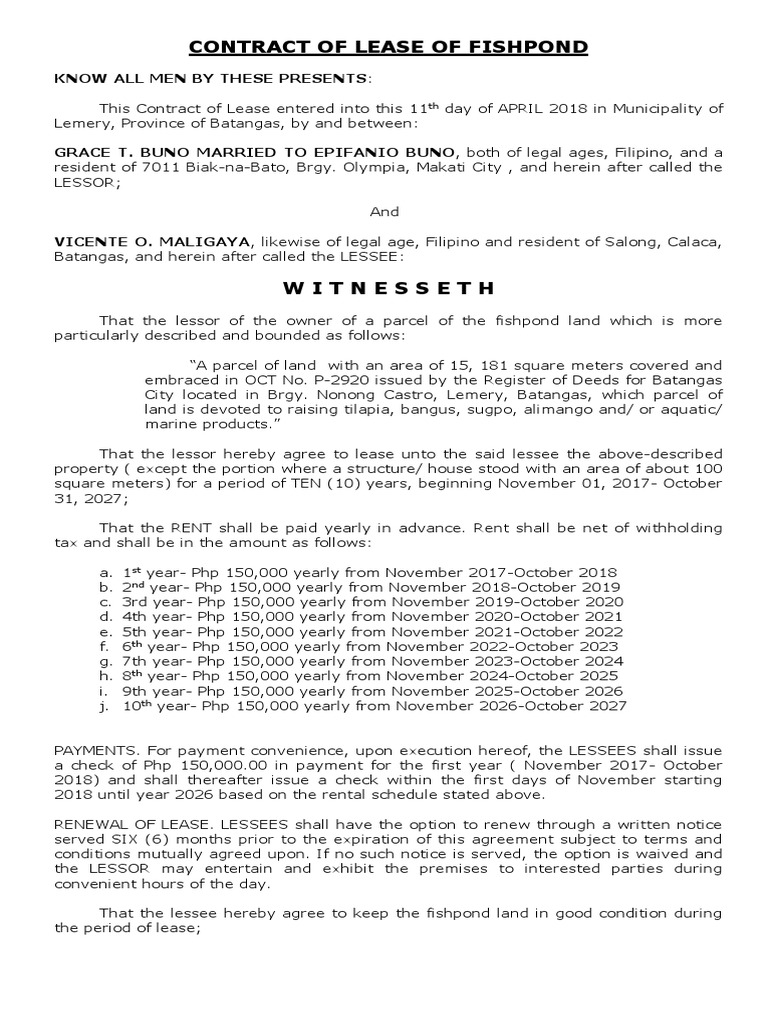 Contract of Lease | PDF | Lease | Virtue