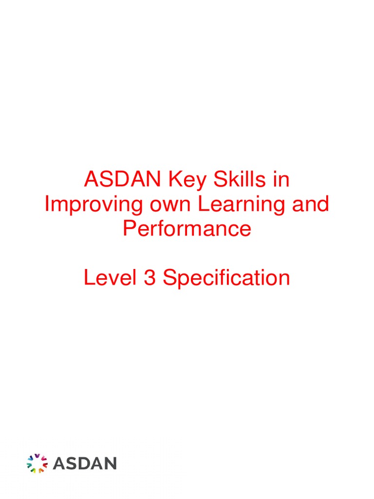 ASDAN Key Skills in Improving Own Learning and Performance Level 3 ...