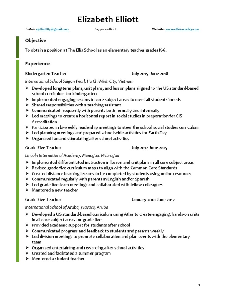 Resume Ellis | PDF | Schools | Teachers