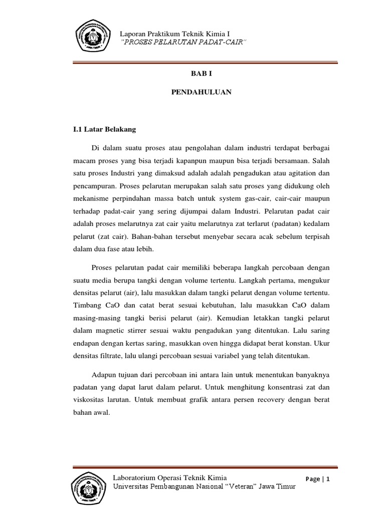 Proses Pelarutan Padat-Cair dalam Teknik Kimia | PDF